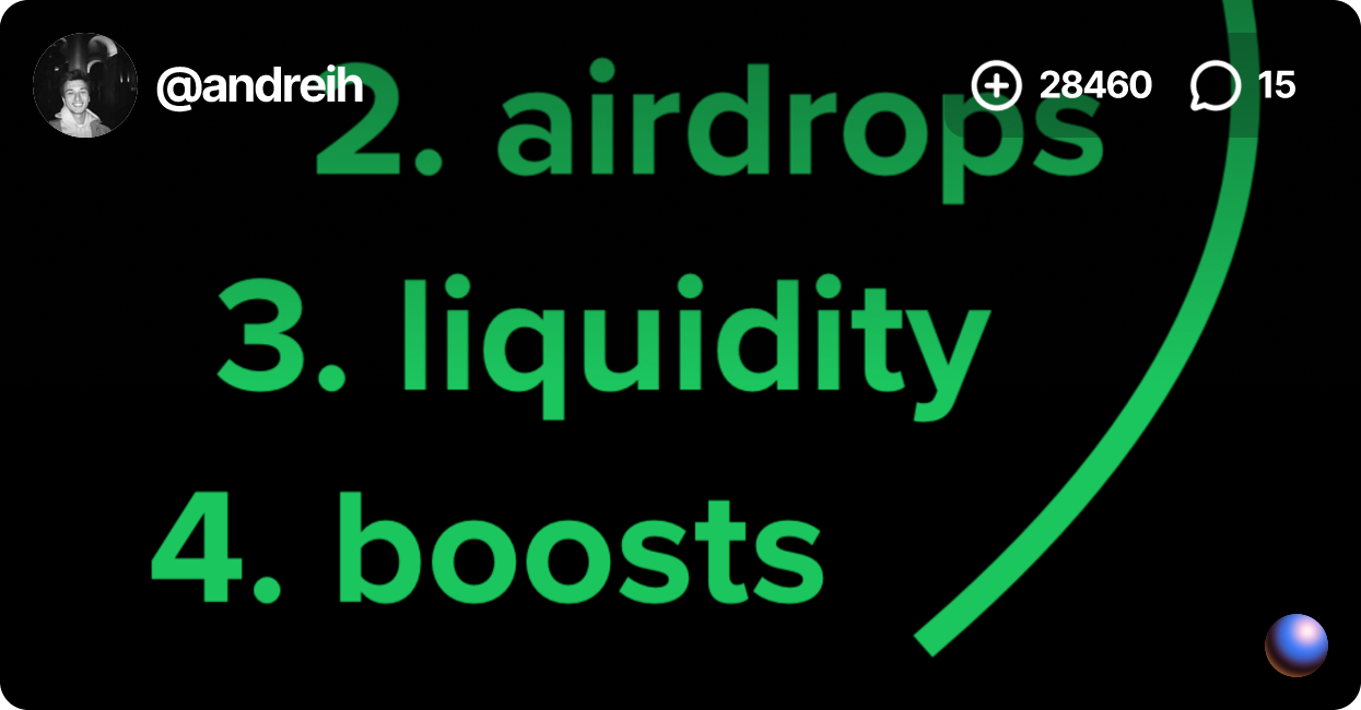 Splits, Airdrops, Liquidity, Boosts